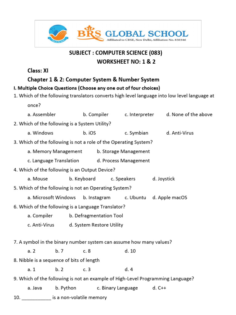WS1&2 Pa1 Xi CS 24-25 | PDF | Random Access Memory | Computer Data Storage