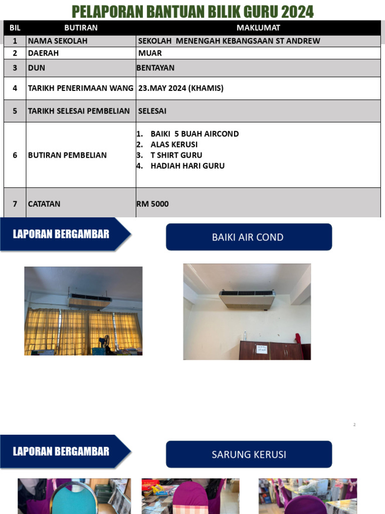 Pelaporan Progam Bantuan Bilik Guru Sekolah Negeri Johor 2024-1 | PDF