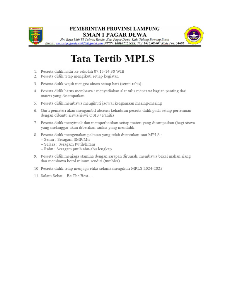 Tata Tertib MPLS | PDF