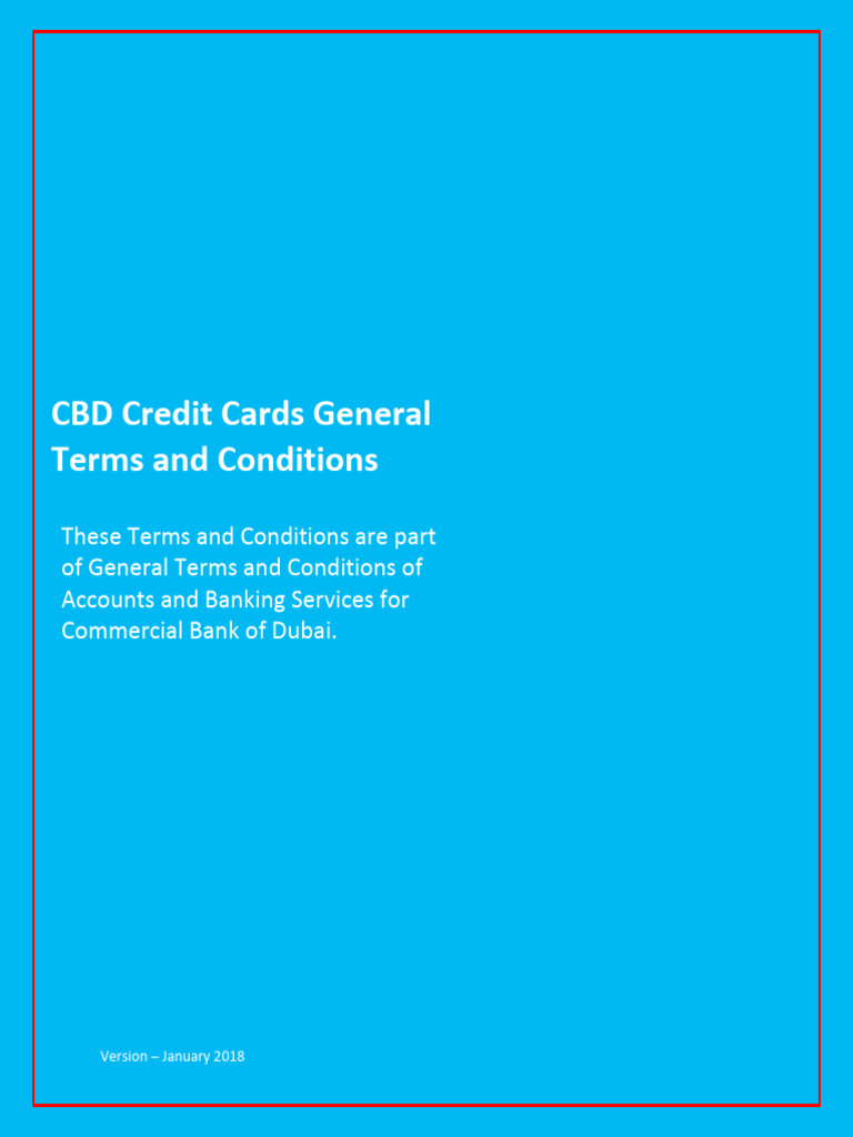 CBD Credit Card Terms & Conditions | PDF | Credit Card | Debit Card