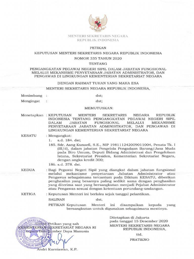 14122023_.MENTERI SEKRE lARIS NEGARA REPL BLIK INDONESIA | PDF
