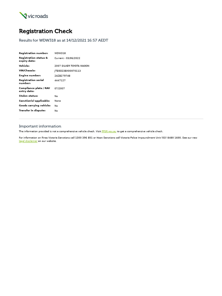 HTTPSWWW - Vicroads.vic - Gov.auregistrationbuy Sell or Transfer A ...