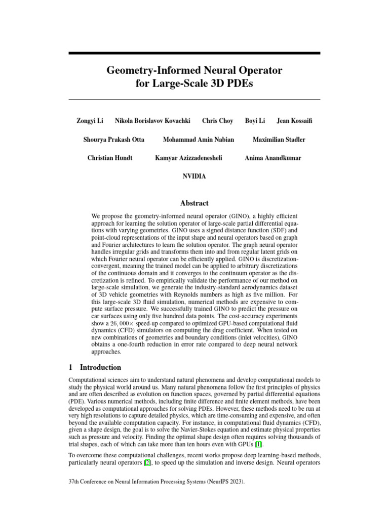 GINO 10690 Geometry Informed Neural Opera | PDF | Applied Mathematics ...