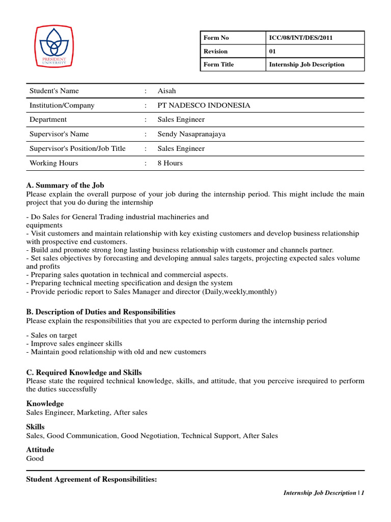 Internship Job Description 004202005029 | PDF | Sales | Business