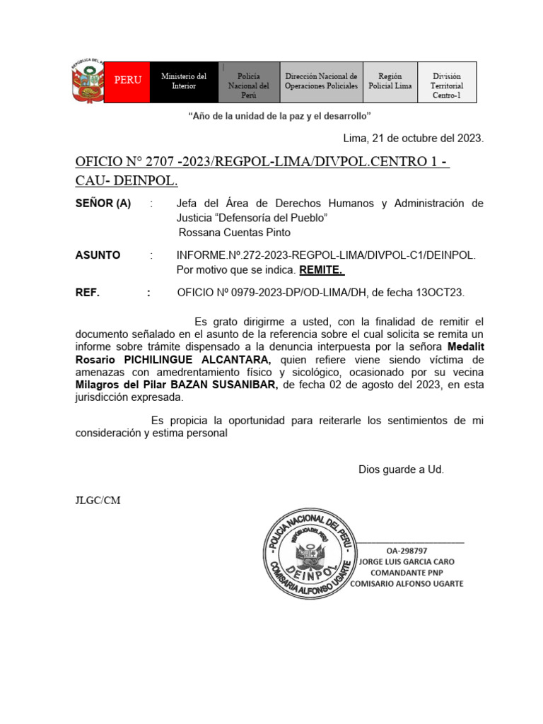 OFICIO Defensoria Del Pueblo | PDF