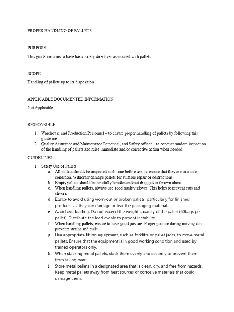 Proper Handling of Pallets | PDF | Pallet | Personal Protective Equipment