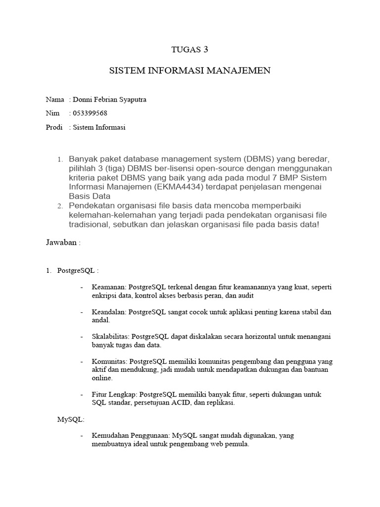 3 DBMS Open-Source untuk Manajemen Data | PDF