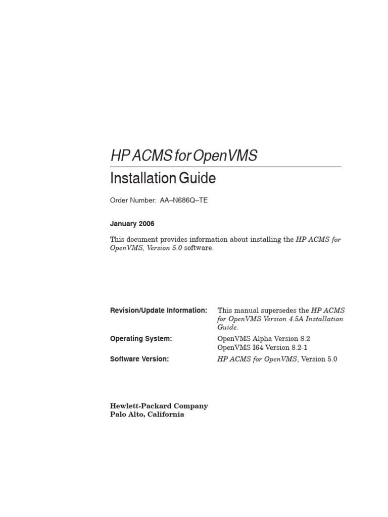 HP ACMS For Open VMS Installation Guide | PDF | Databases | Computer Engineering