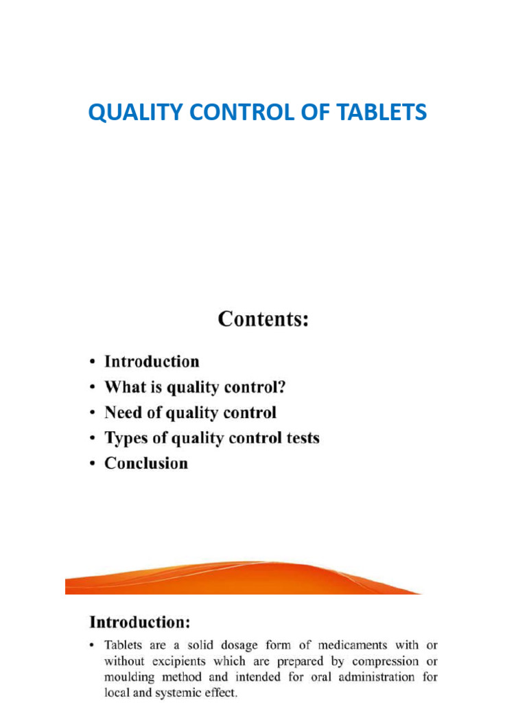 QC of Tablet | PDF | Wellness