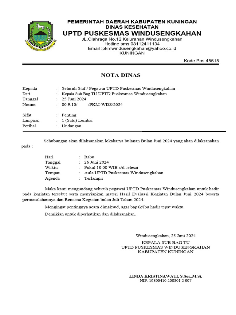 SURAT Lokbul & Nota Dinas MARET 2024 | PDF