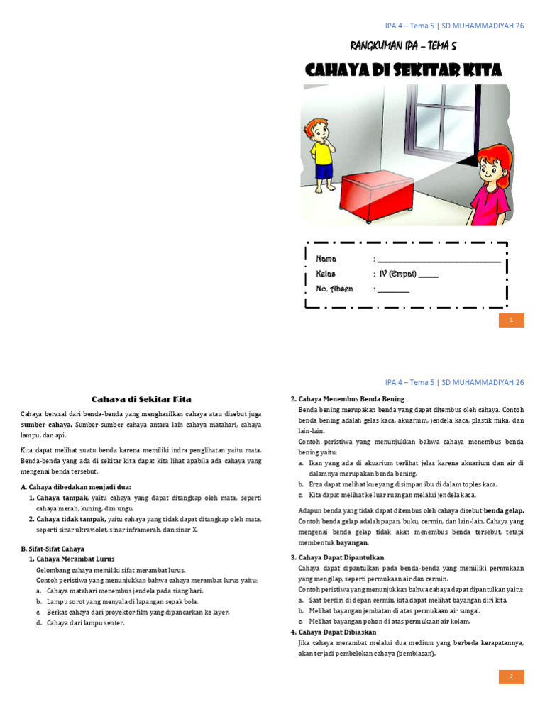 Rangkuman Dan Worksheet IPA Tema 5 | PDF