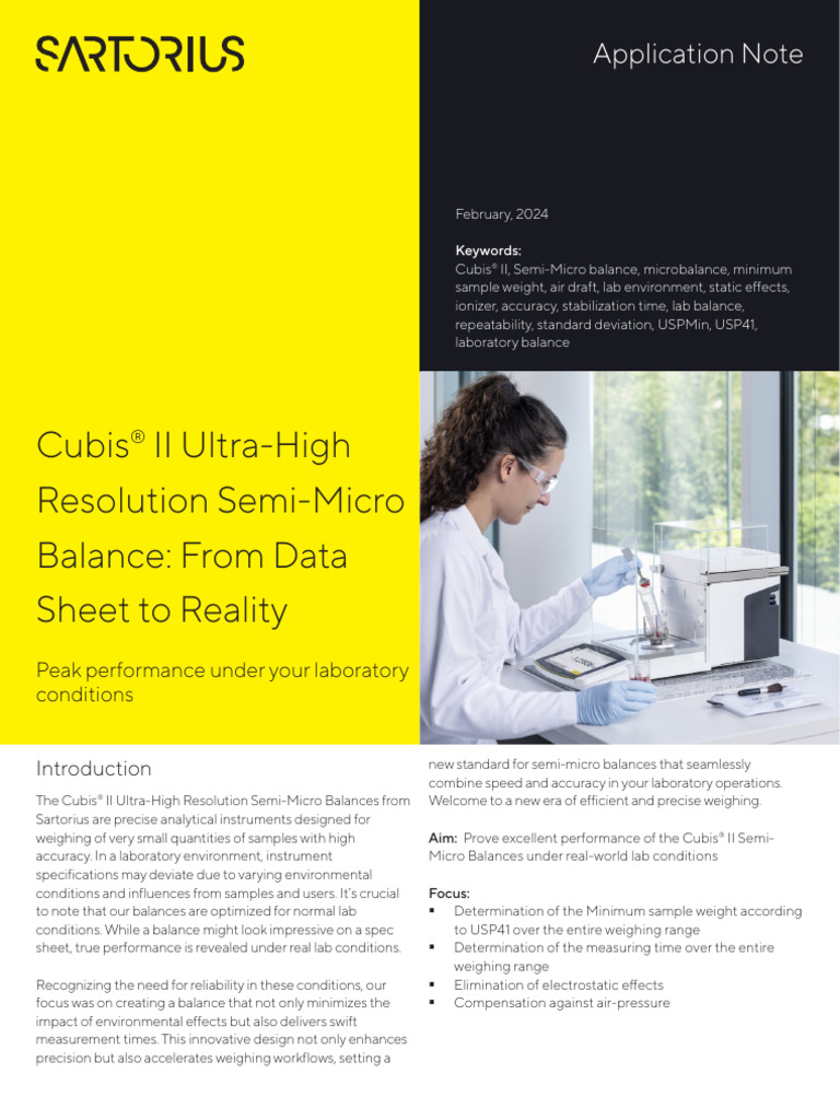 Semi Micro Lab Balance Cubis II Application Note | PDF | Accuracy And Precision | Weight