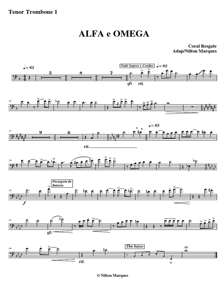 Finale 2008 - (Alfa e Omega (Coral Resgate) - Tenor Trombone 1 | PDF