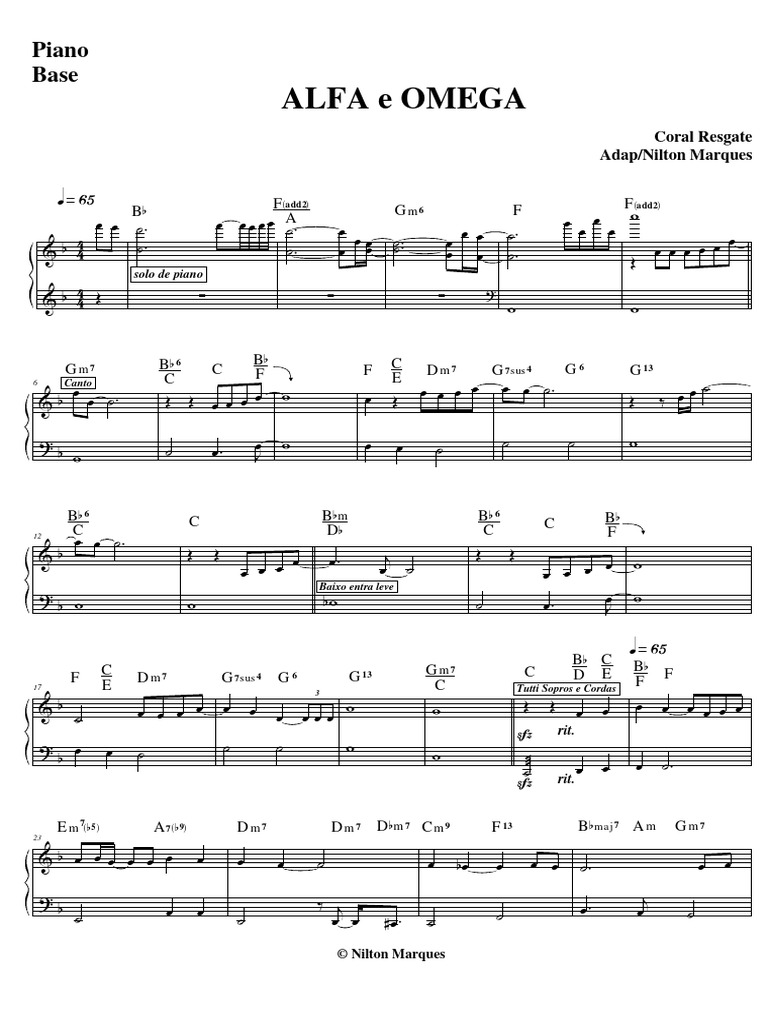 Finale 2008 - (Alfa e Omega (Coral Resgate) - Piano) | PDF
