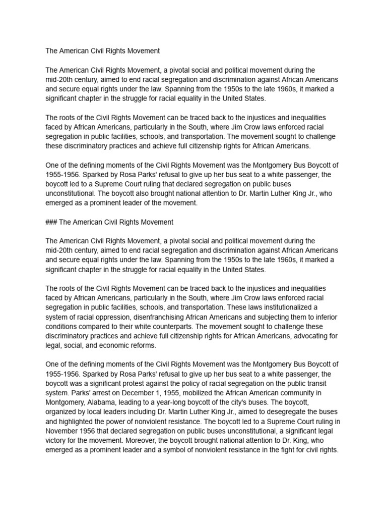 The American Civil Rights Movement | PDF | Martin Luther King Jr ...