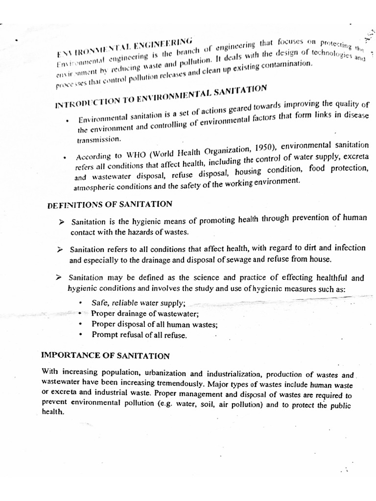 Lecture Sanitation | PDF | Sanitation | Sewage Treatment