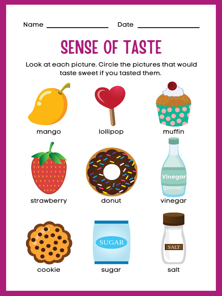 Taste Activity Worksheet for Kids | PDF
