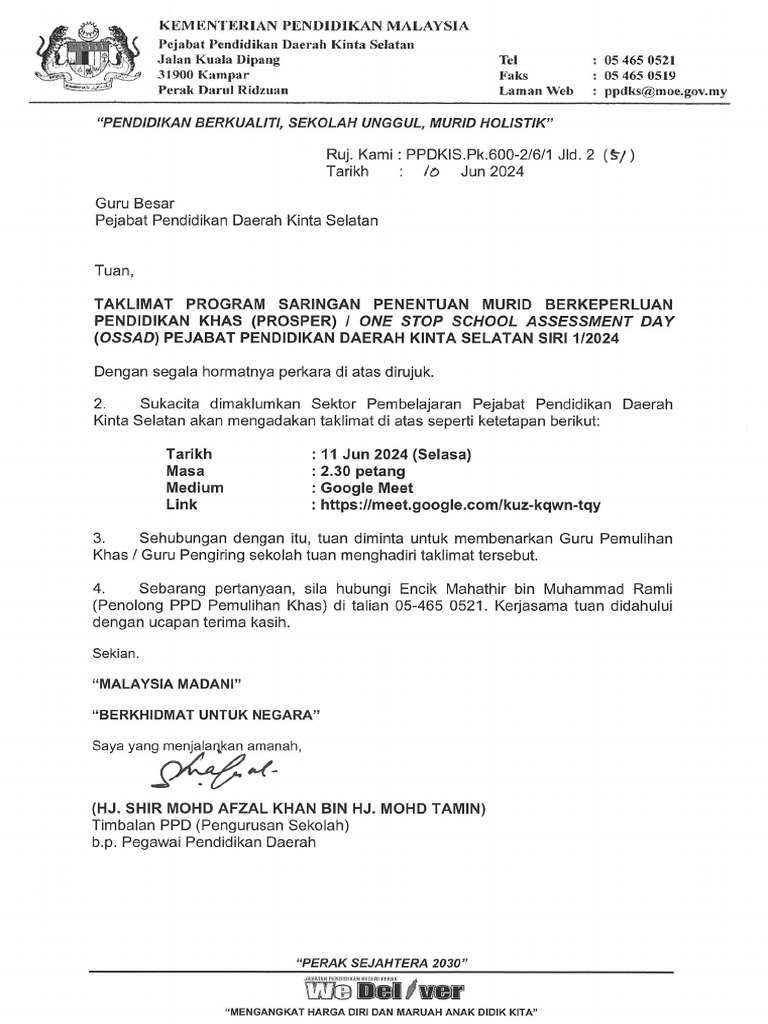 Taklimat Program Saringan Penentuan MBPK Proseper & Ossad Siri 1 | PDF