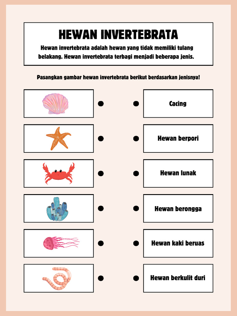 Lembar Kerja IPAS Hewan Invertebrata Orange Putih Ilustratif | PDF