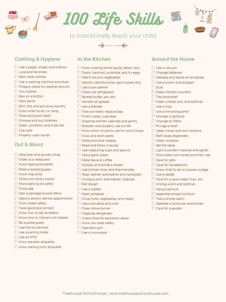 100 Life Skills To Intentionally Teach Your Child 1 | PDF | Knife ...
