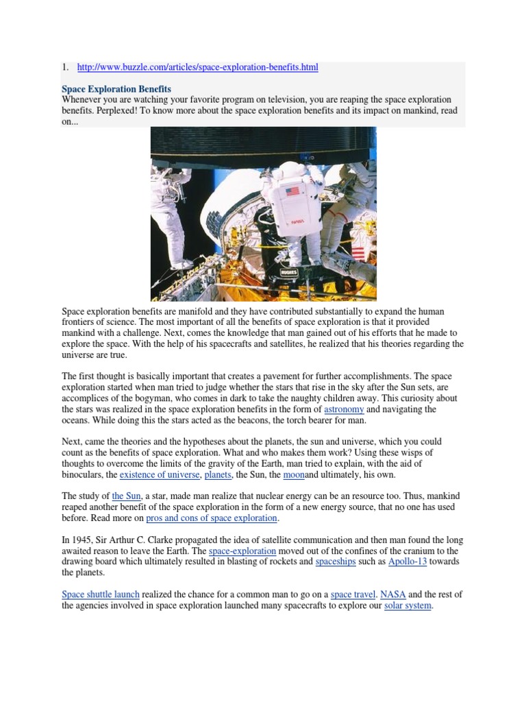 Nasa Space Exploration Benefits