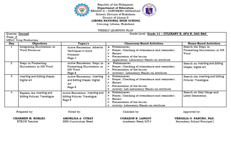 Lesson Plan Week 7 | PDF