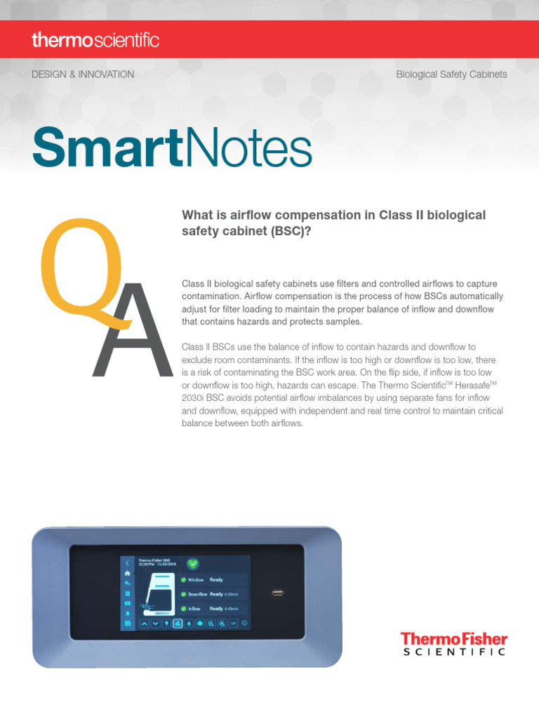 Airflow Compensation ClassII BSC SmartNote BSCSMARTFLOW EN | PDF | Safety | Equipment