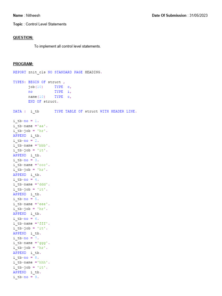 ABAP Control Level Statements | PDF | Computer Programming | Computing
