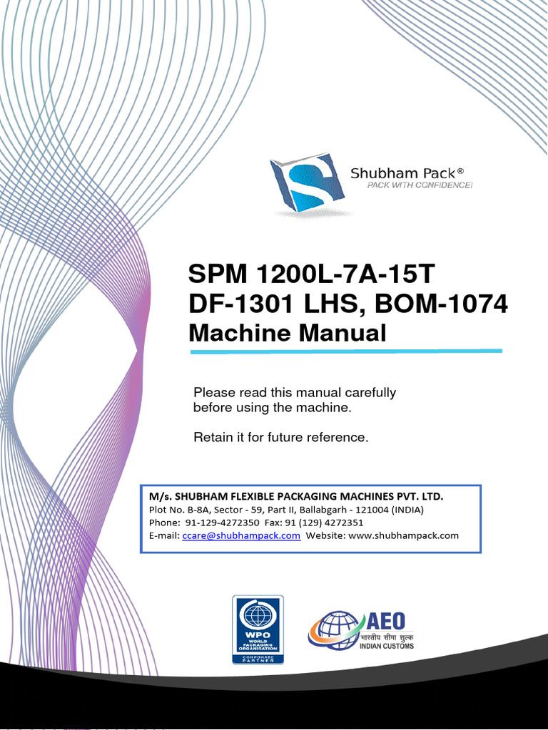 SHUBAM Packaging Sachet Machine Manual | PDF | Switch | Machines