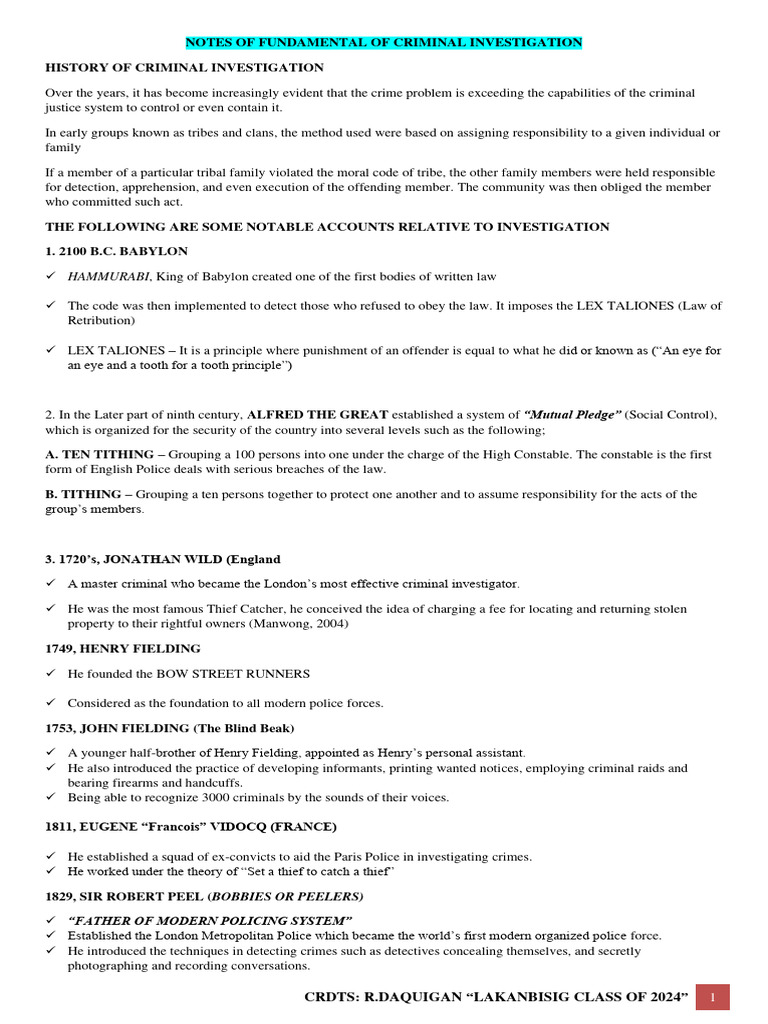 Fundamental of Investigation and Intelligence (CDI1) | PDF | Confession ...