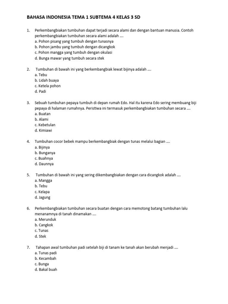 BHS Indonesia Tema 3 Subtema 4 | PDF