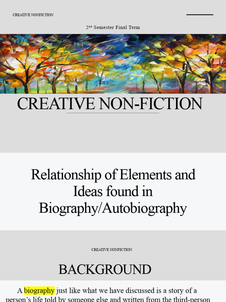Creative Nonfiction Final Term | PDF | Essays | Evaluation