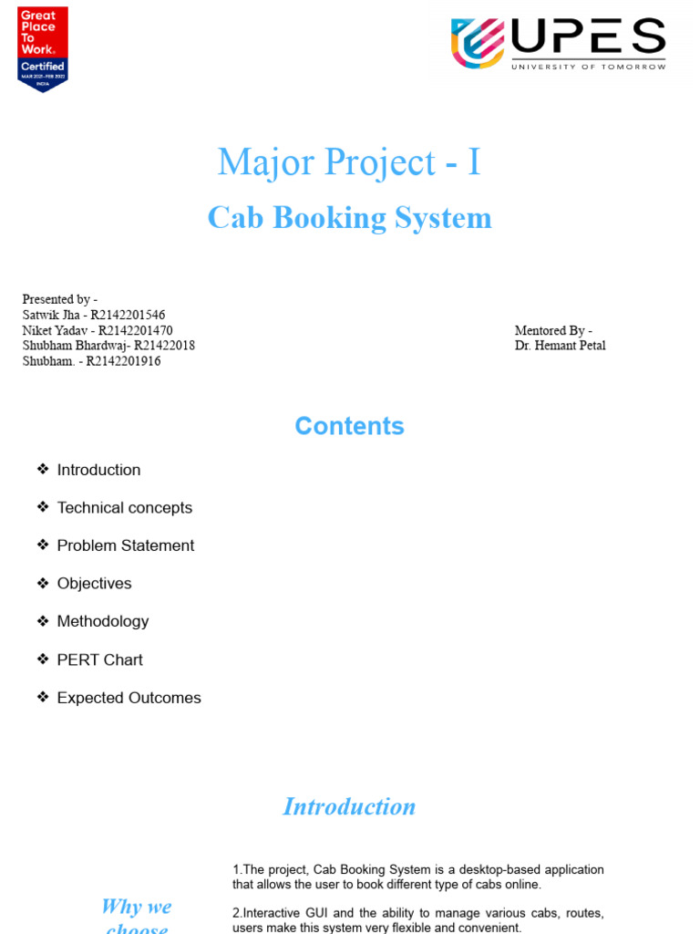 Cab Booking System Project Overview | PDF | Mobile App | Databases