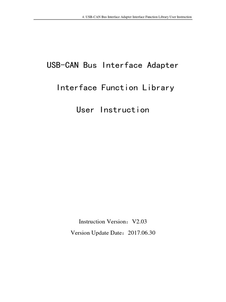 4.USB-CAN Bus Interface Adapter Interface Function Library User Instruction | PDF | Integer ...