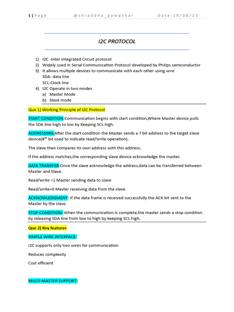 I2C Protocol | PDF | Computer Networking | Information And Communications Technology