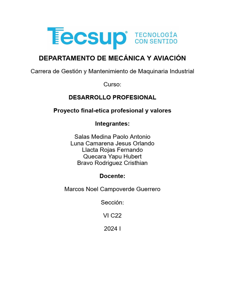 Proyecto Final - Documentos de Google | PDF | Ética profesional | Comportamiento