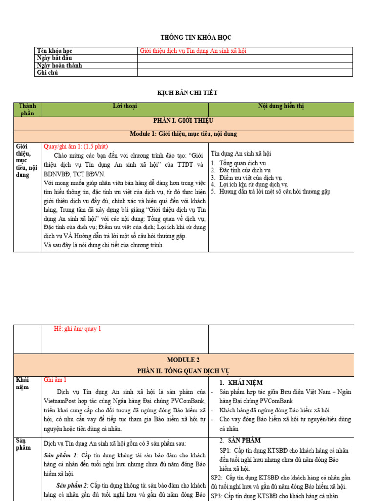 Kich Ban Chi Tiet | PDF