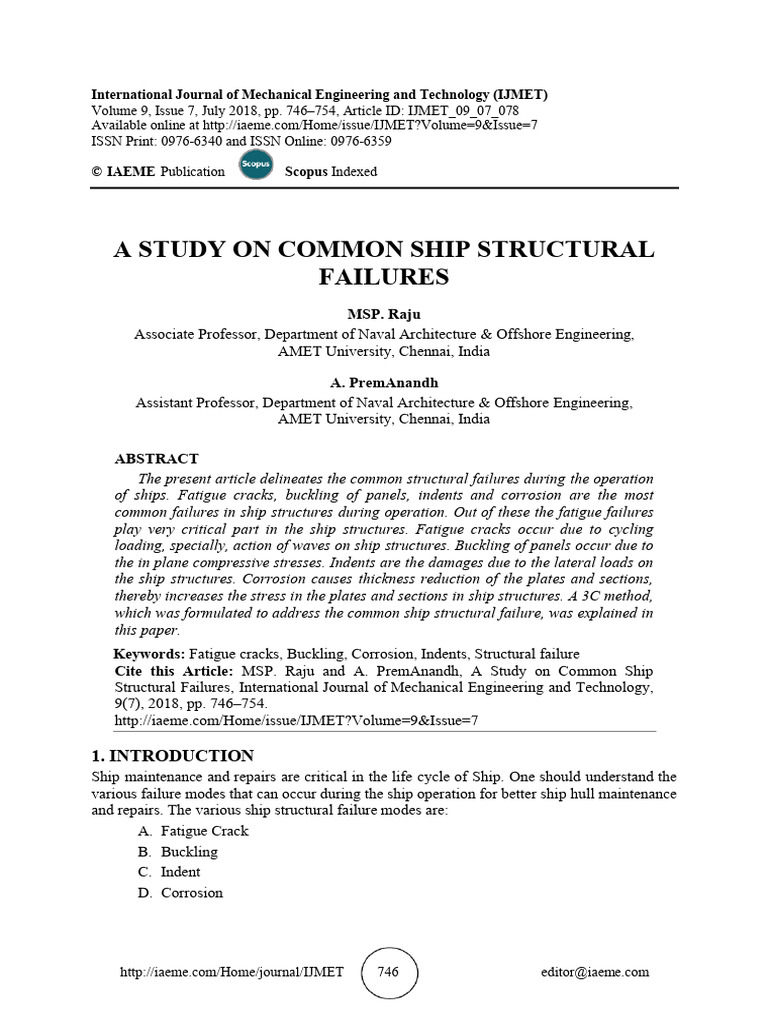 Common Ship Structural Failures Analysis | PDF | Fatigue (Material ...