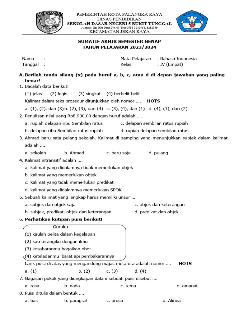 Sas Bindo - Kelas4 - Sem Genap | PDF