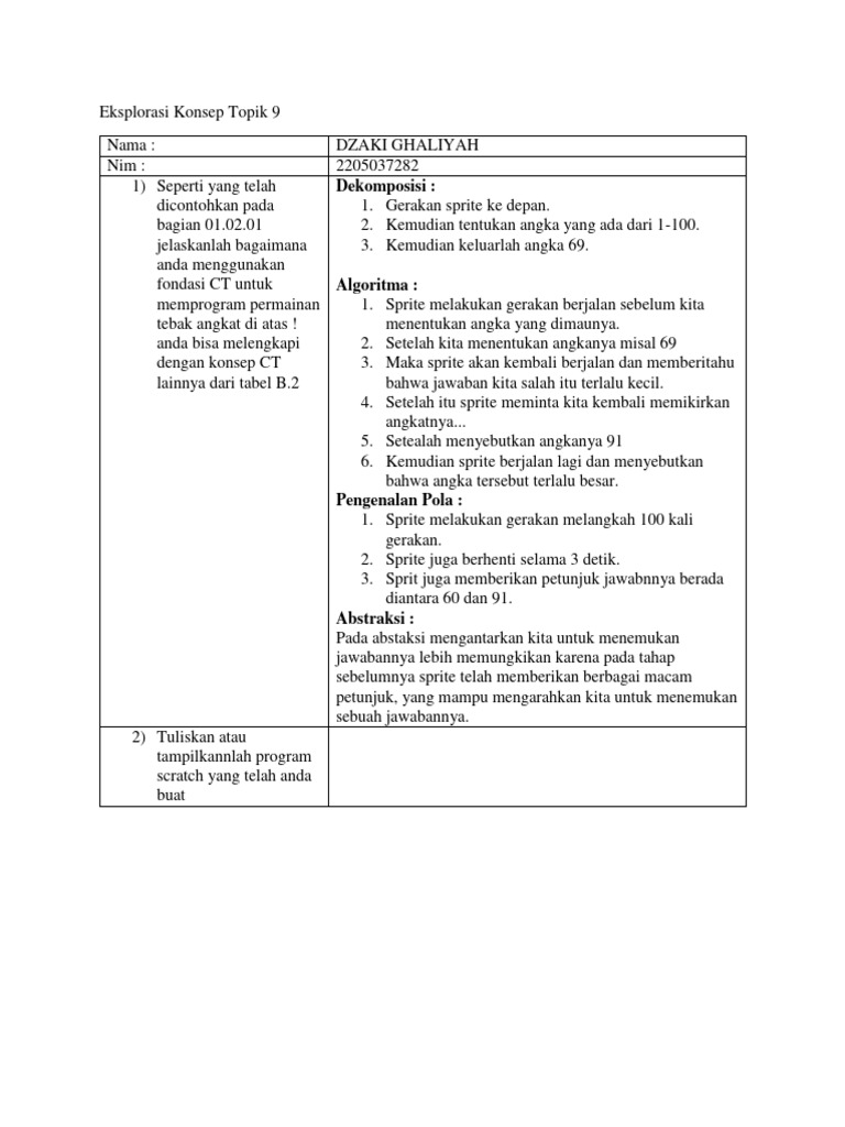 DZAKI GHALIYAH - Eksplorasi Konsep Topik 9 | PDF