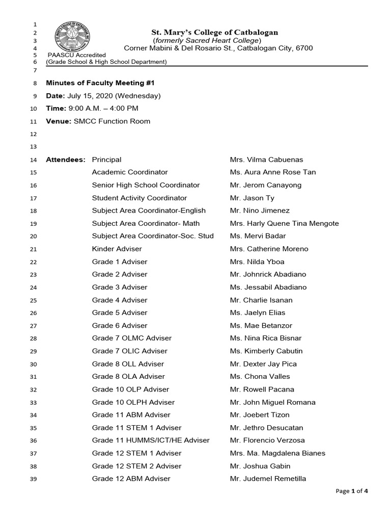 Minutes of The Meeting Faculty | PDF | Career & Growth