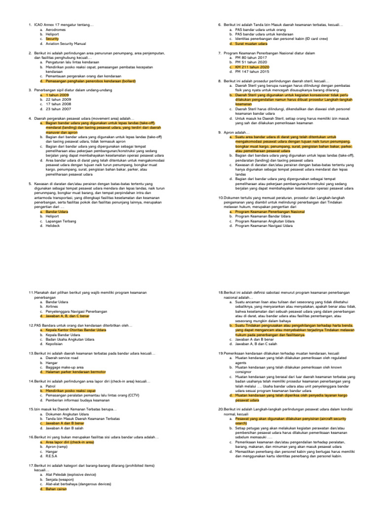 1 - Soal Basic AVSEC | PDF