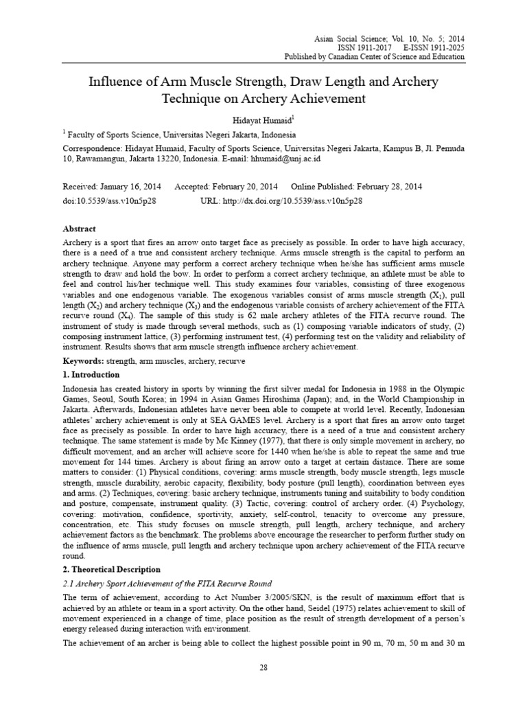 Arm Strength's Impact on Archery Success | PDF | Archery | Bow And Arrow