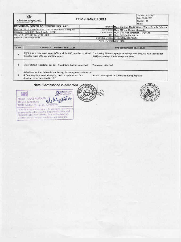 Compliance Form | PDF