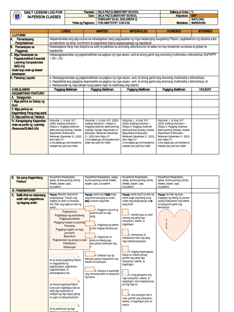 G5 Q3W2 DLL ESP (MELCs) | PDF
