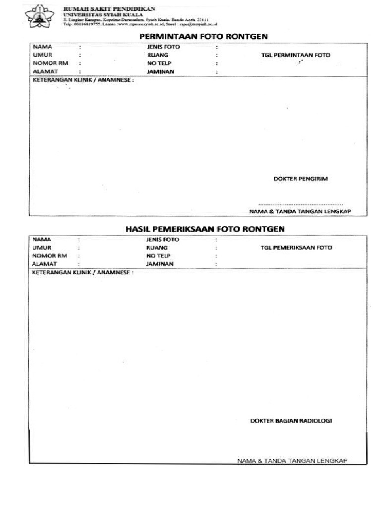 Fom Permintaan Foto Rontgen | PDF