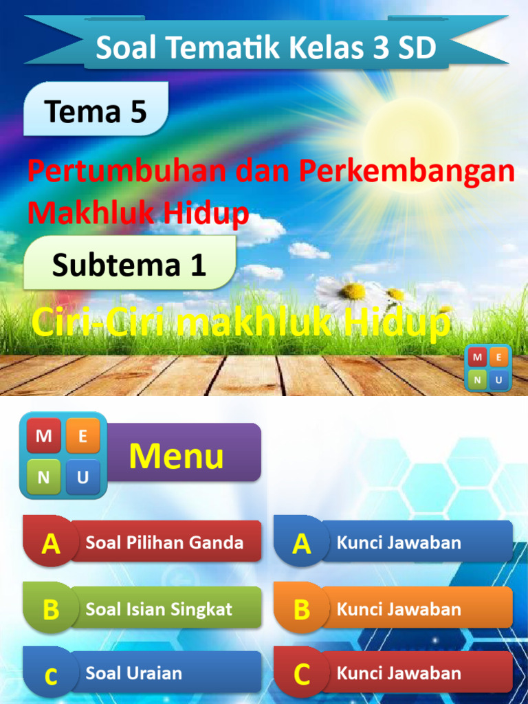 Soal Tematik Kelas 3 SD Tema 1 Subtema 1 Ciri-Ciri Makhluk Hidup | PDF
