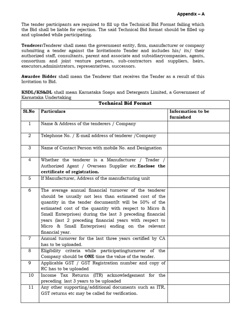 Technical Bid - Chemical | PDF | Business