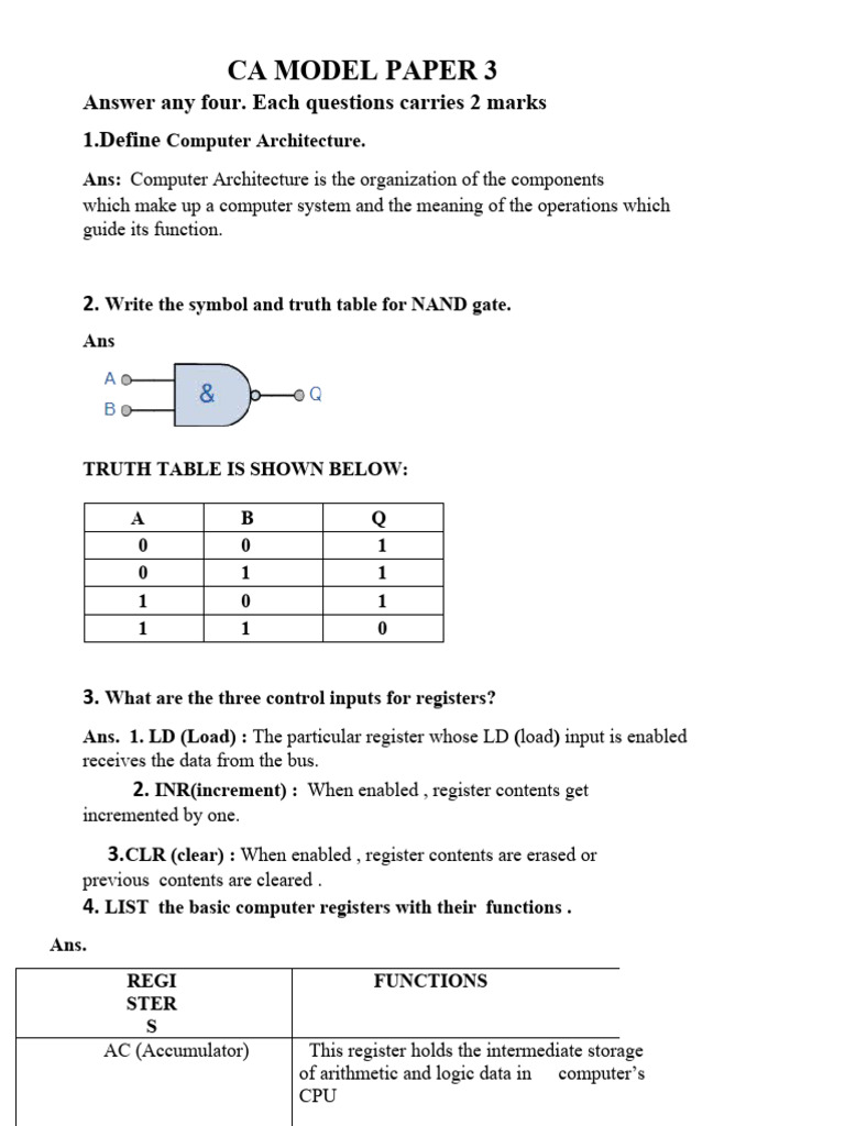 CA Model Question Paper 03 | PDF | Computer Data Storage | Central ...
