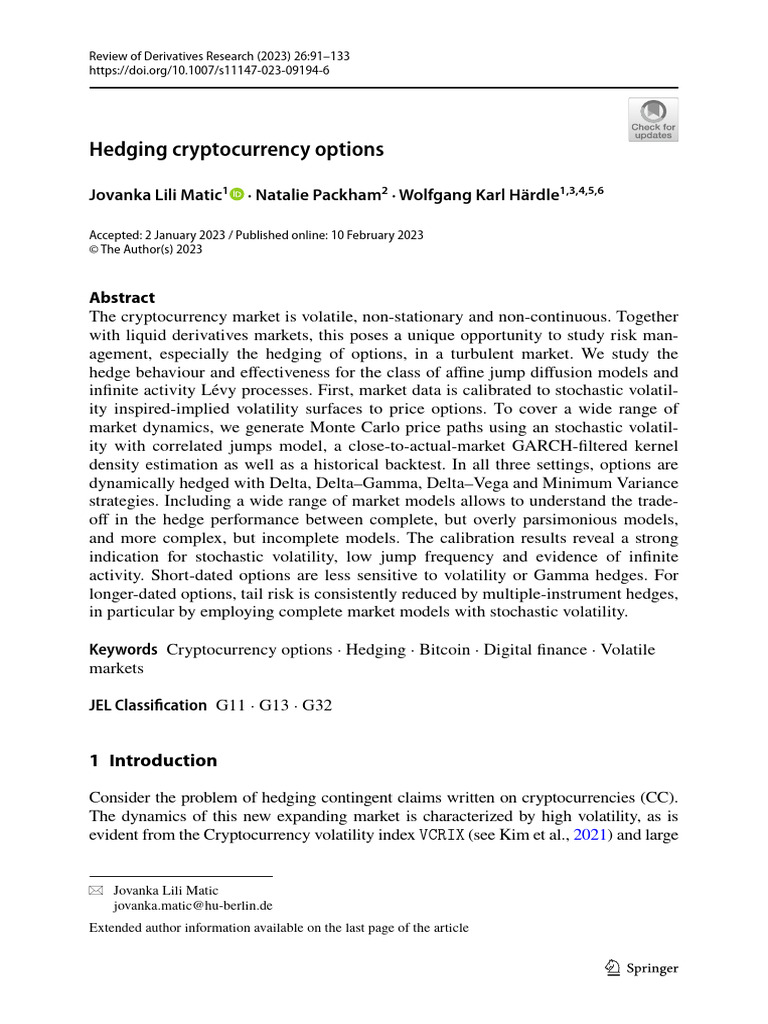 Crypto Options Hedging Analysis | PDF | Option (Finance) | Greeks (Finance)